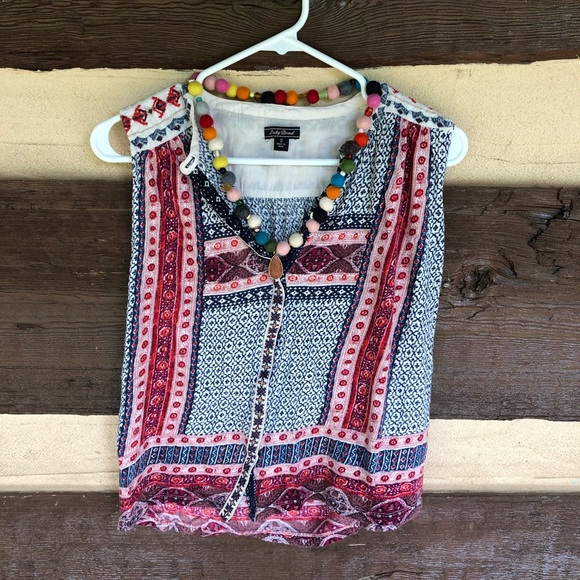 Lucky Brand | Tops | Lucky Brand S Embroidered Ethnic Boho Tank Top ...